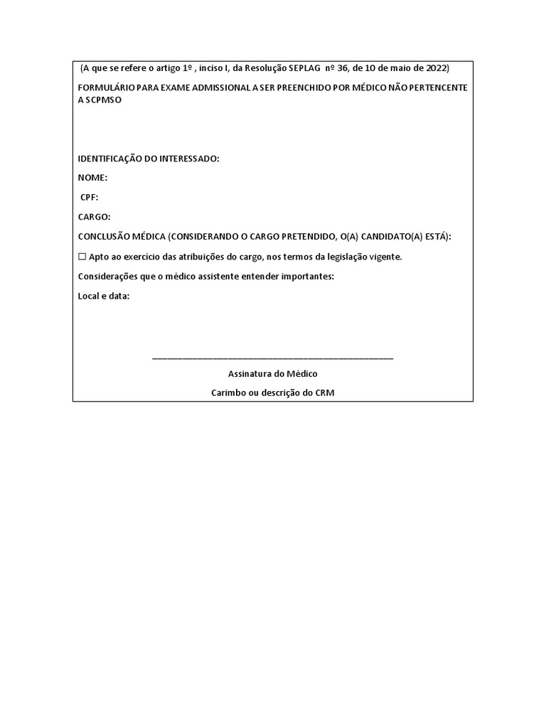 Modelo - Atestado de Saúde Ocupacional | PDF