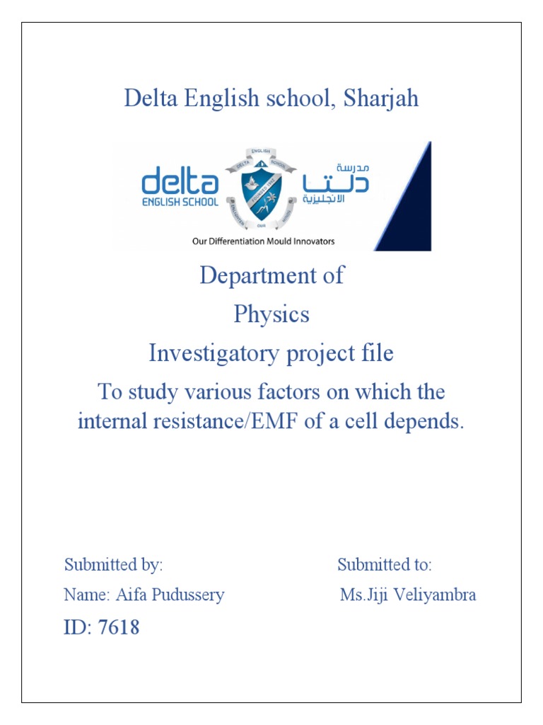 Delta English school physics project on cell resistance factors | PDF | Anode | Cathode