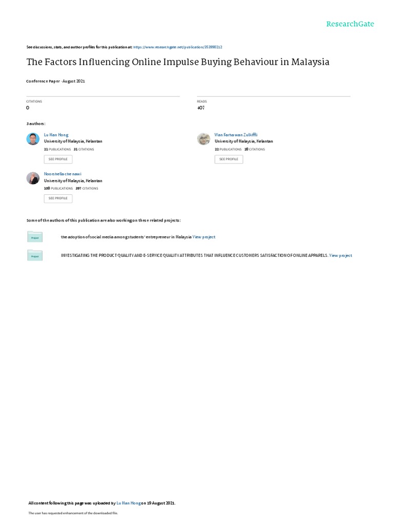 Malaysia-Factors Influencing Online Impulse Buying Behaviours | PDF | Online Shopping | Retail