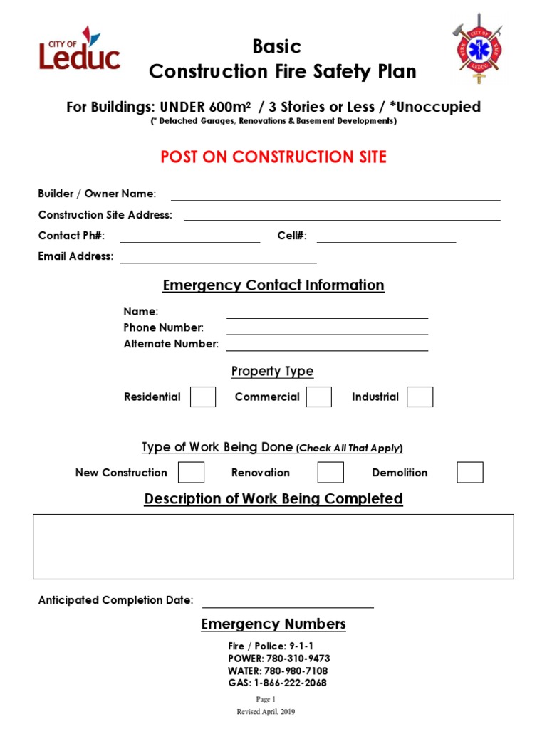 Basic Construction Small Building Fire Safety Plan | PDF | Fire Safety ...