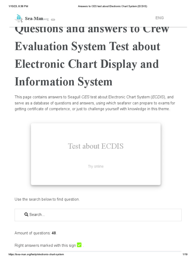Answers To CES Test About Electronic Chart System (ECDIS) | PDF ...