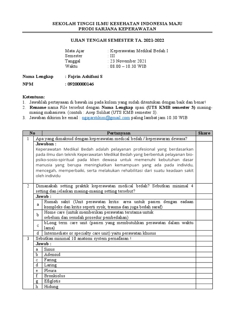 Fajrin Ashifani (UTS KMB Semester 3) | PDF