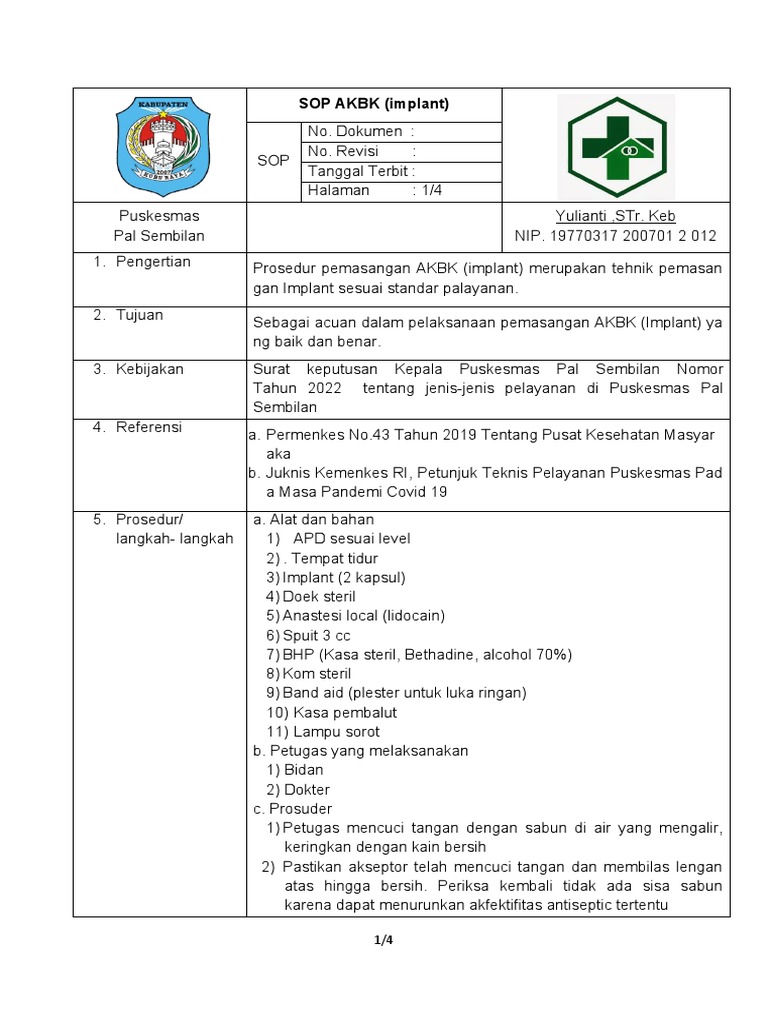 Sop KB Implan | PDF