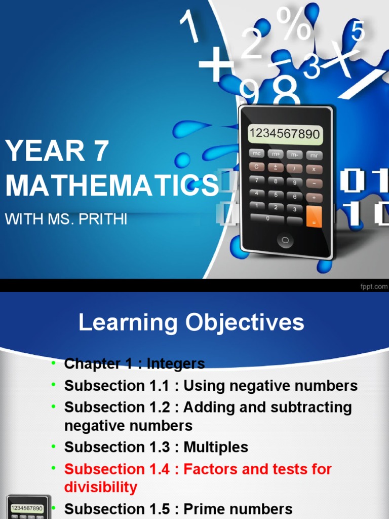 Test For Divisibility Year 7 | PDF | Factorization | Numbers