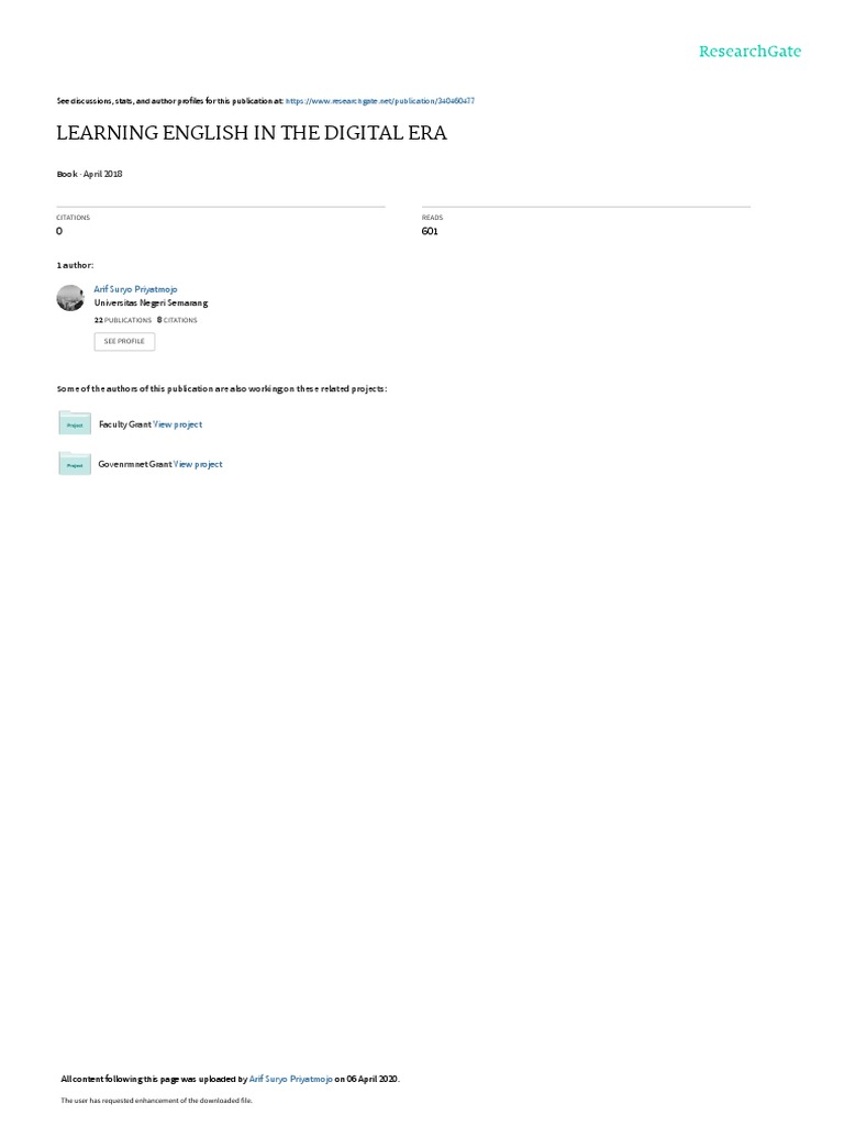 Learning English in The Digital Era: April 2018 | PDF | Educational ...