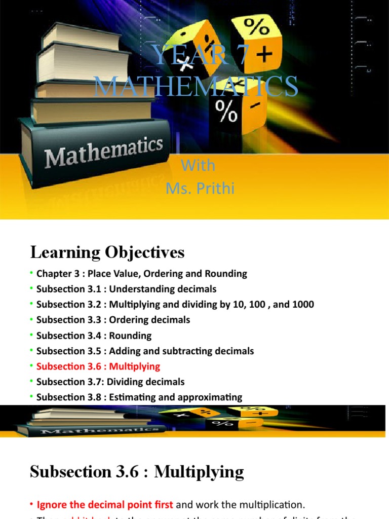 4.3 Multiply Decimal Year 7 | PDF | Multiplication | Lexicology