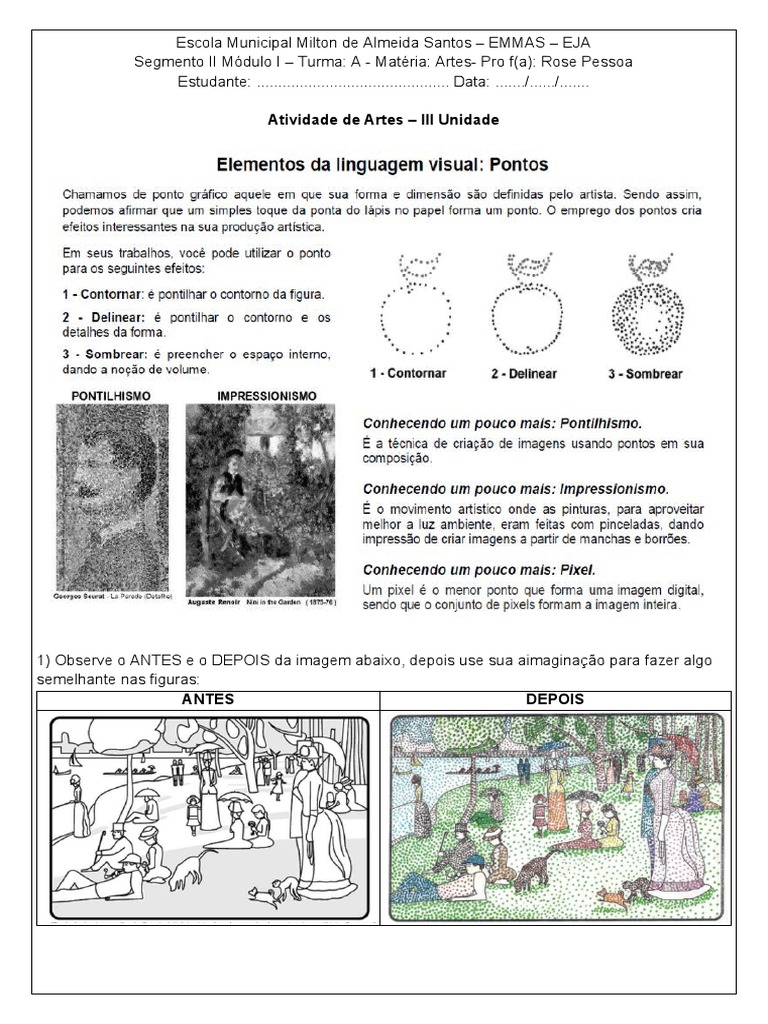 Atividade de Pontilhismo | PDF