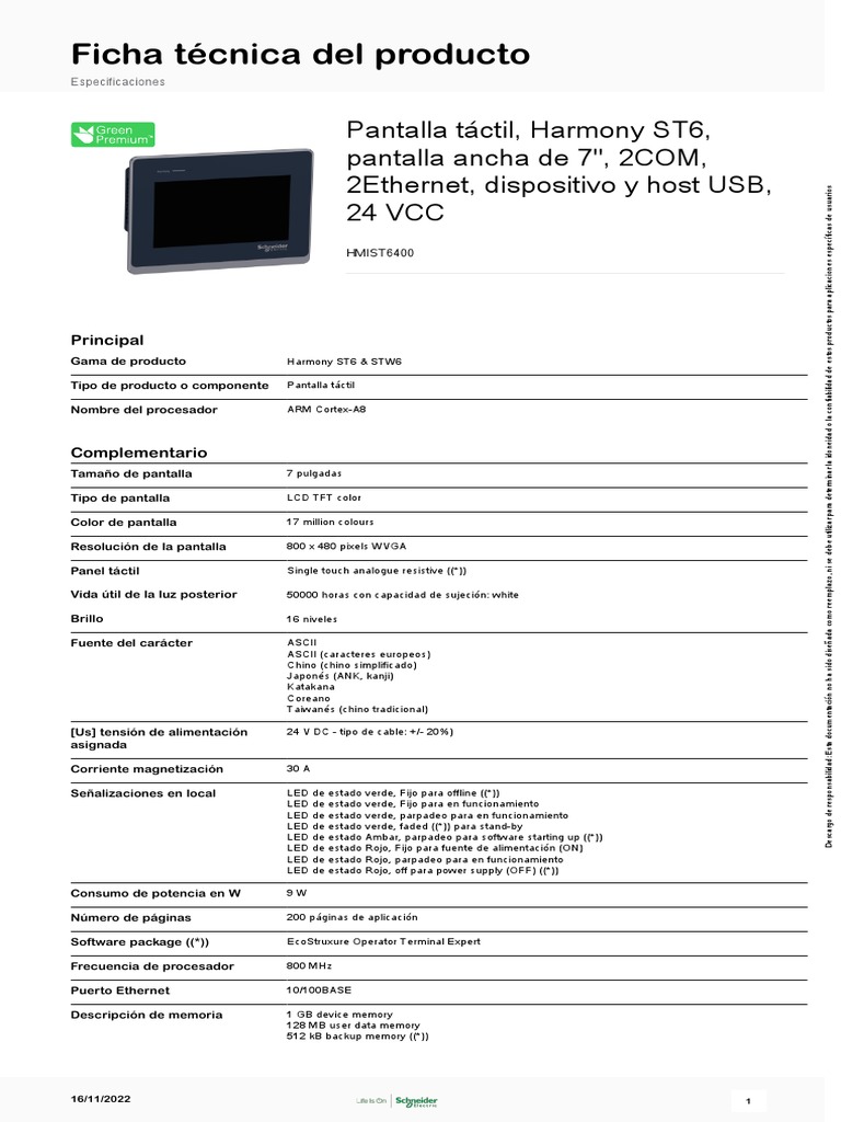 Pantalla Táctil HMIST6400 Especificaciones | PDF | Pantalla de cristal ...