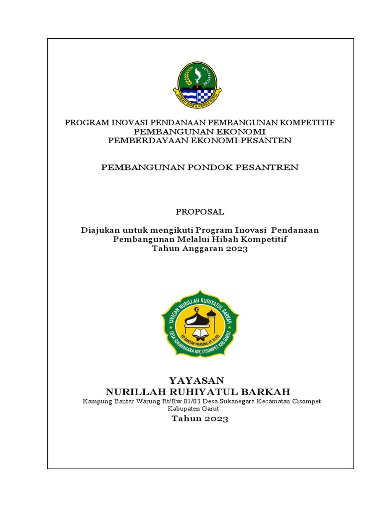 Usulan Hibah Pembangunan Pesantren 2023 | PDF