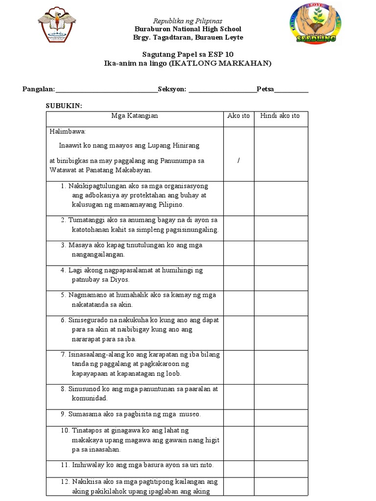Esp 10 Activity Sheets | PDF