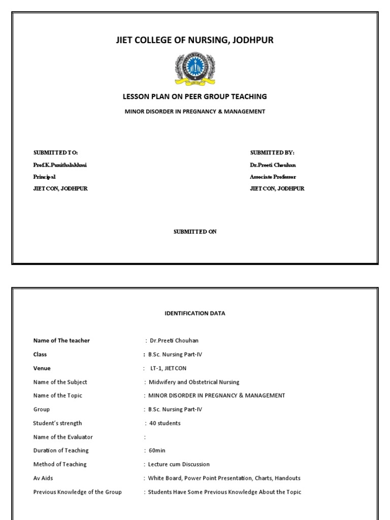 Lesson Plan On Minor Disorders During Pregnancy Its Management 1 | PDF ...