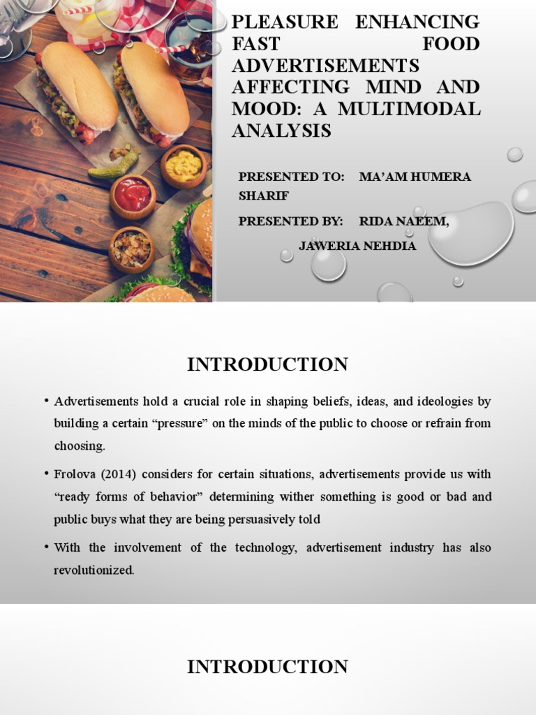 Pleasure Enhancing Fast Food Advertisements Affecting Mind and Mood: A ...