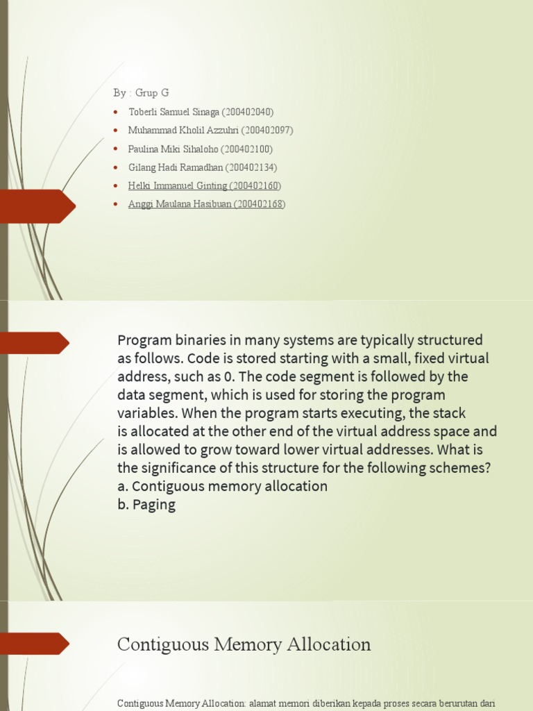 Grup G-Contiguous Memory Allocation | PDF