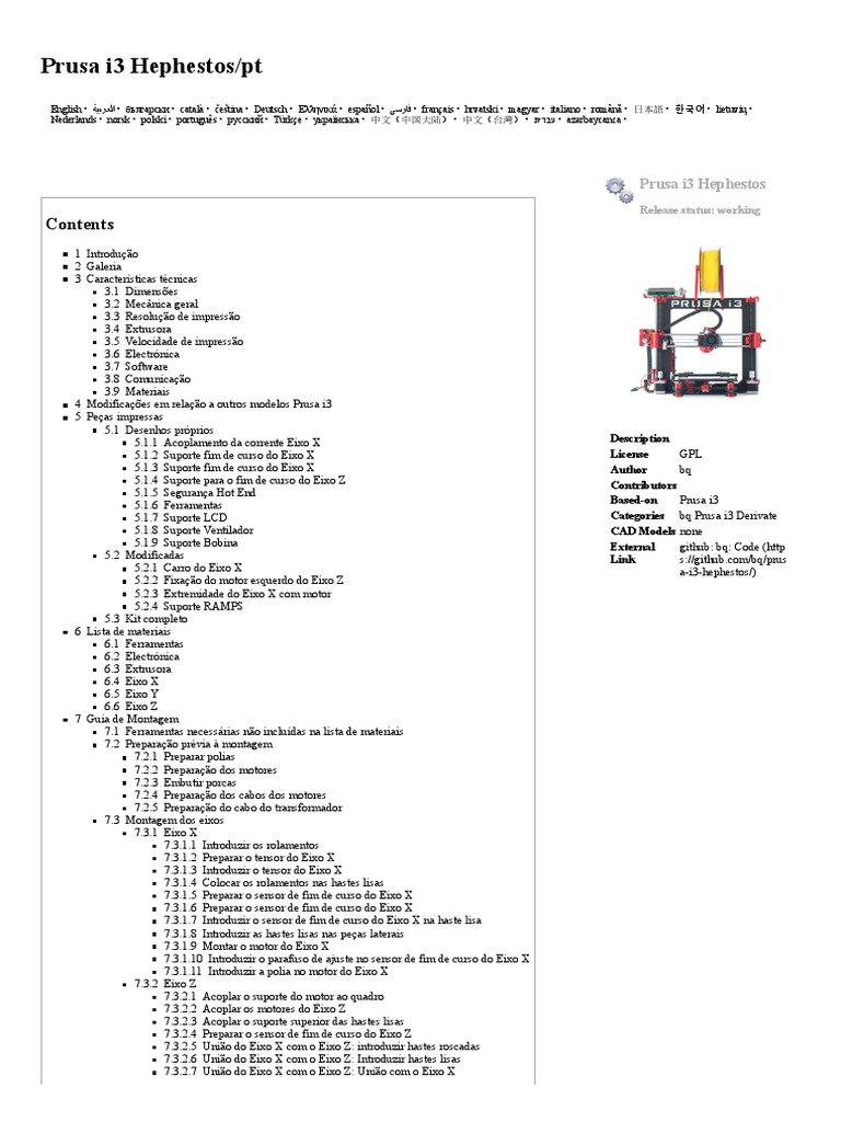 2.0 - Wikipedia - RepRap - Prusa I3 Hephestos | PDF | Parafuso | Porca (ferragem)