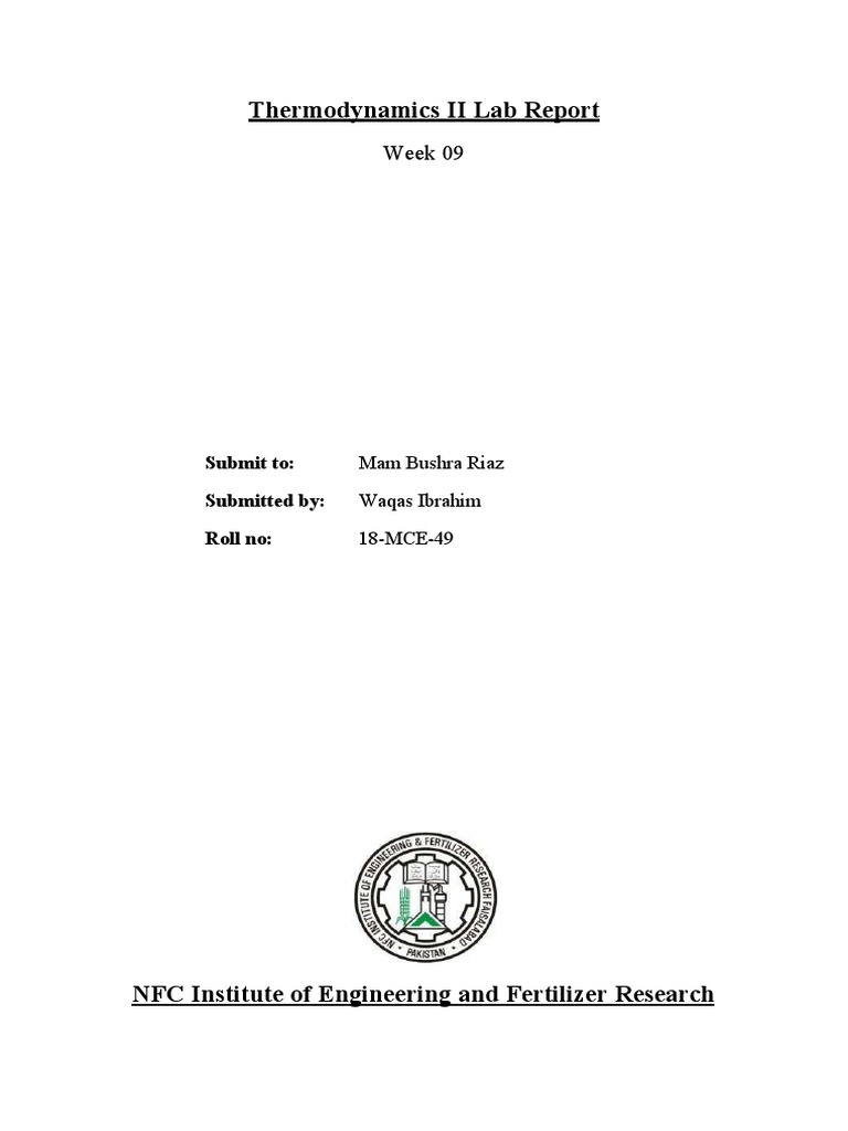 Thermodynamics II Lab Report Submit To | PDF | Pump | Internal ...