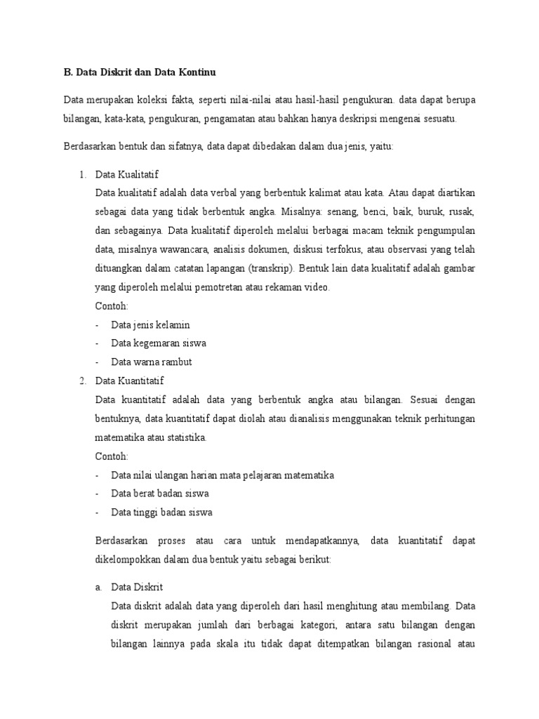 Data Diskrit Dan Kontinu | PDF
