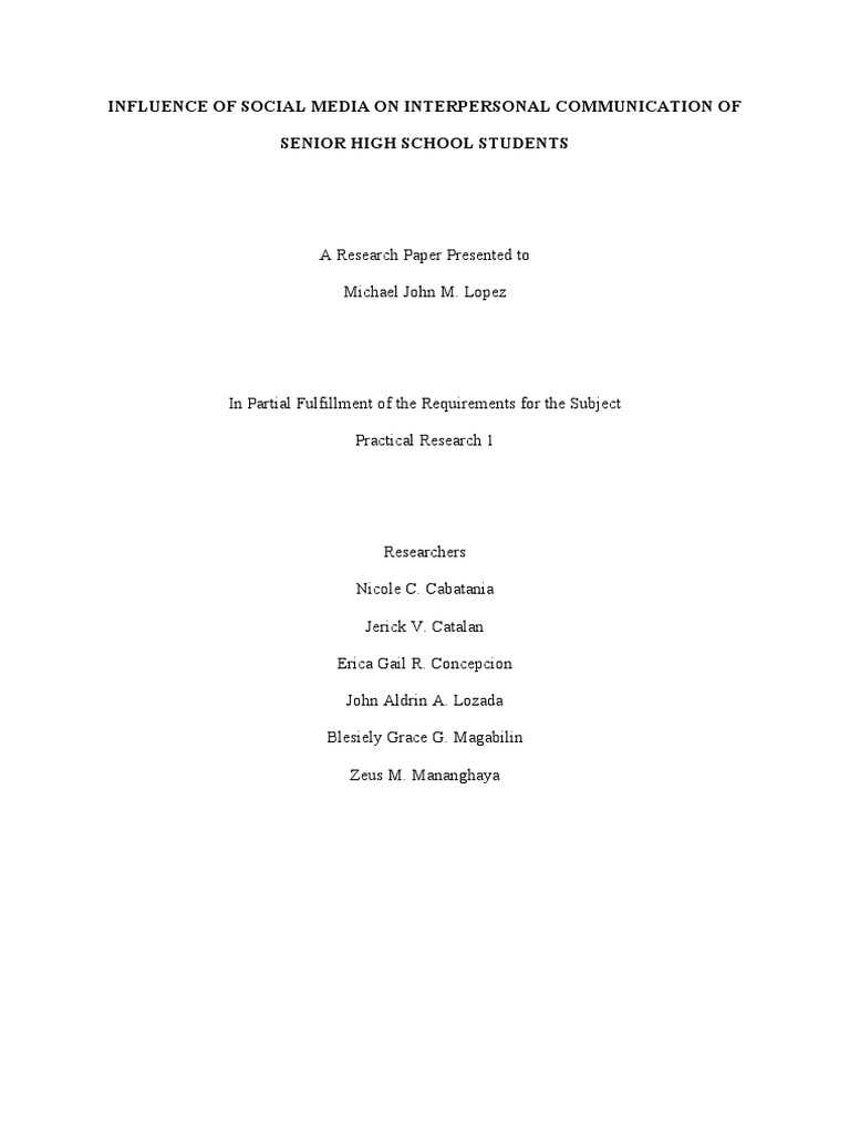 RRLS ABOUT "Influence of Social Media To Interpersonal Communication ...