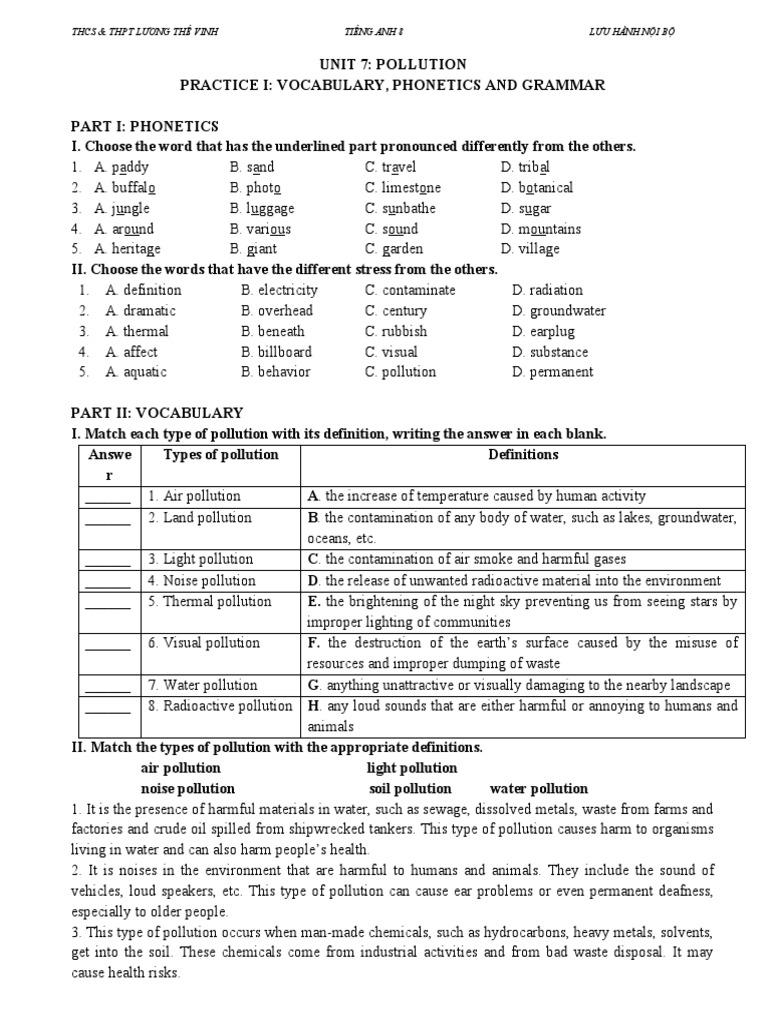 Grade 8-Unit 7 - Practice | PDF | Space Debris | Air Pollution