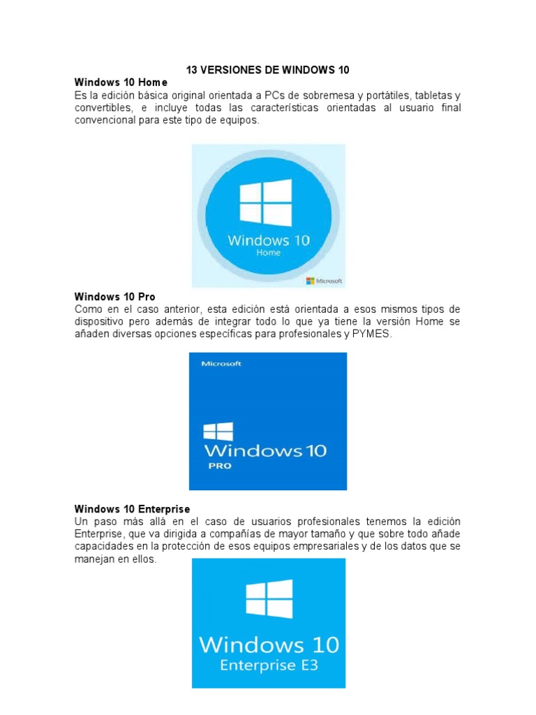 13 Ediciones de Windows 10 | PDF | Windows 10 | Microsoft Windows
