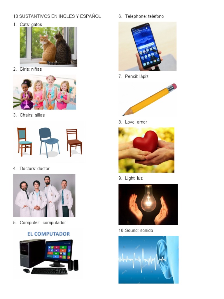 10 Sustantivos en Ingles y Español 2 | PDF