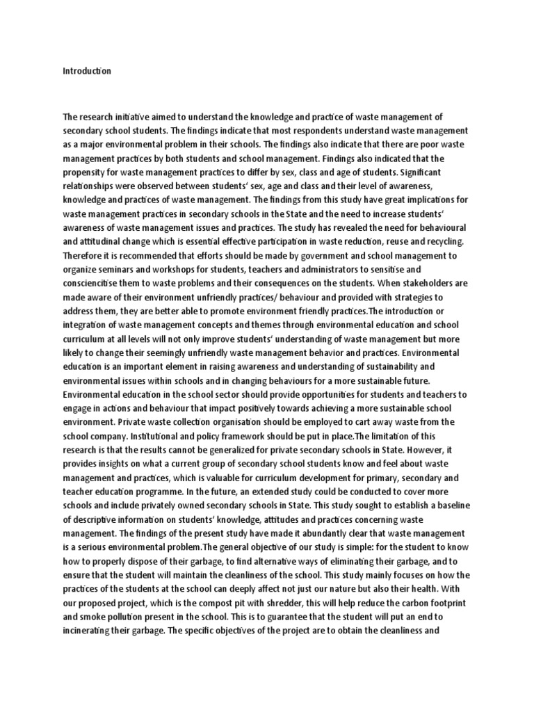 Effects of Improper Waste Disposal in Schools | PDF | Waste Management ...