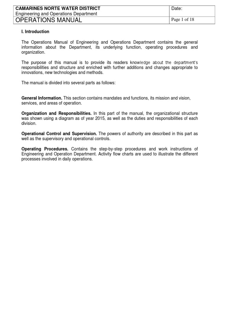 EOD Operations Manual 2024 | PDF | Water | Fresh Water