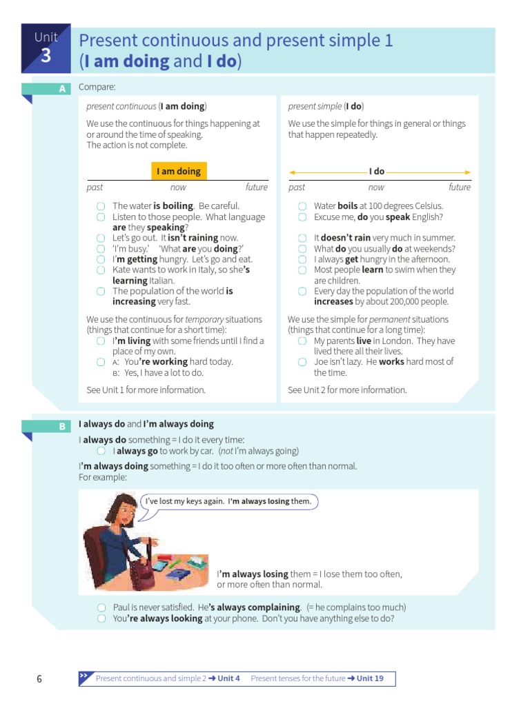 Present Continuous vs. Simple Tenses | PDF