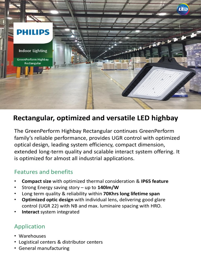 GreenPerform Highbay Rectangular Datasheet | PDF | Lighting | Electromagnetism