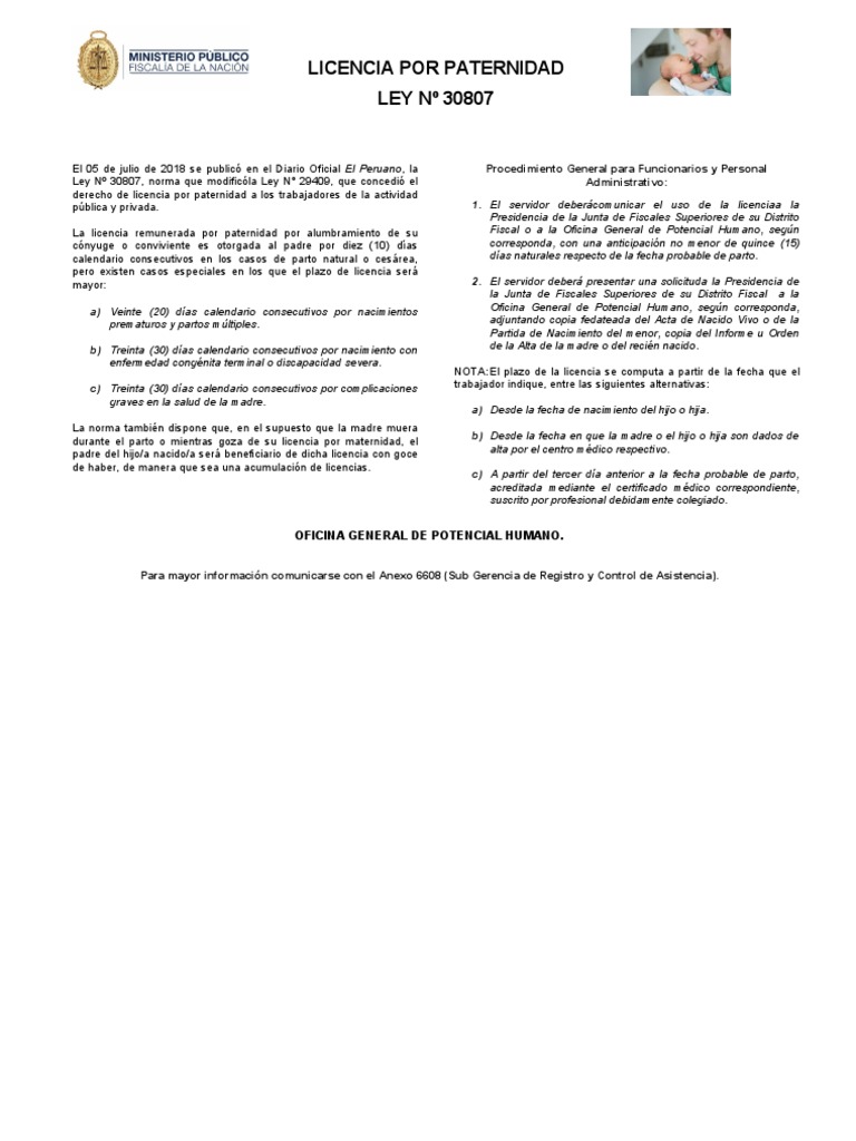 Licencia Por Paternidad Final | PDF | Parto | Certificado de nacimiento