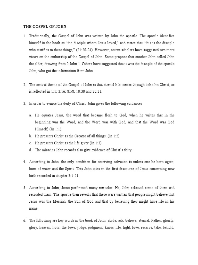 The Gospel of John - Assignment | PDF | Gospel Of John | Jesus