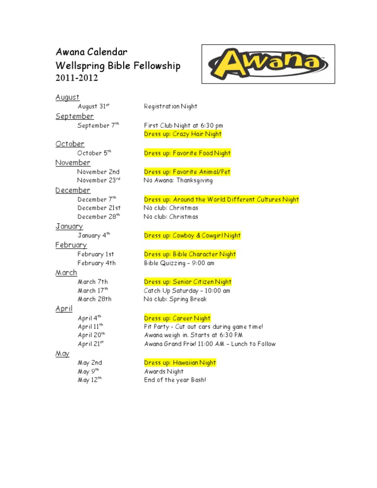 2011-2012 Calendar | PDF