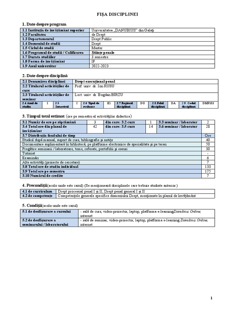 Drept Executional Penal SP 2022-2023 | PDF