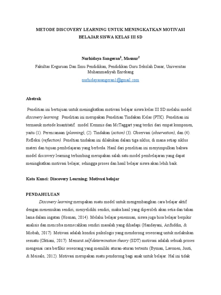 Metode Discovery Learning Untuk Meningkatkan Motivasi Belajar Siswa Kelas III SD | PDF | Karier ...