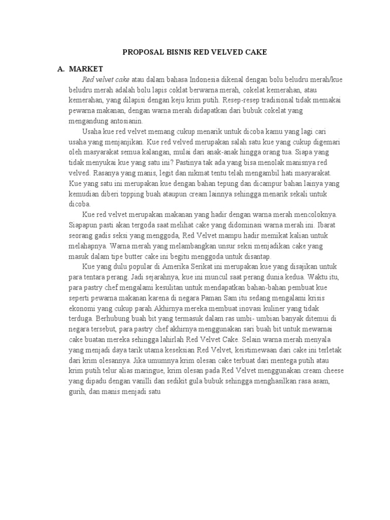 Proposal Bisnis Red Velved Cake 1 | PDF | Bisnis
