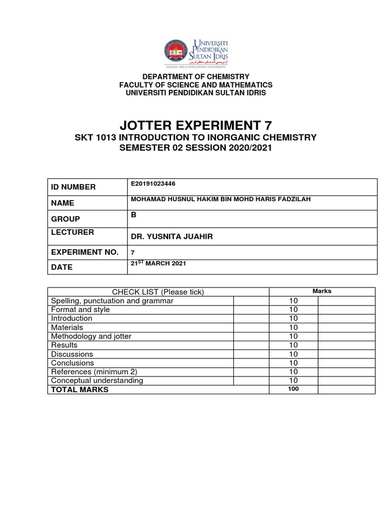Experiment 7 - Jotter SKT Group B | PDF