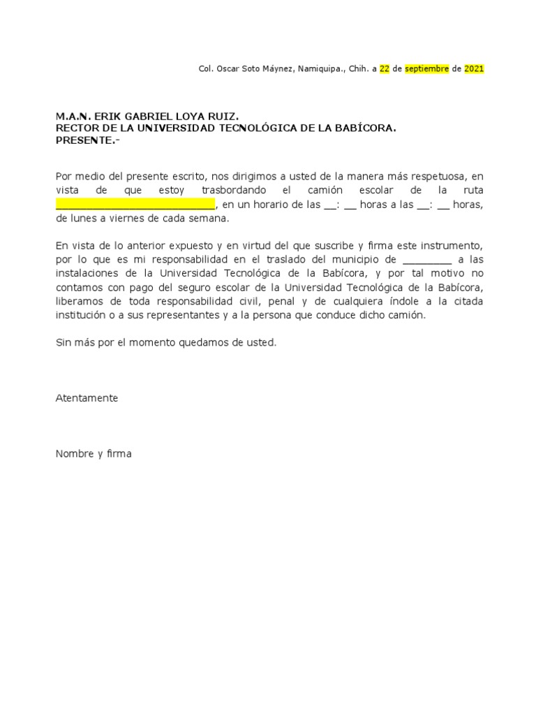 Carta Responsiva UTB Ruta Gómez Farías | PDF Carta Responsiva UTB Ruta Gómez Farías | PDF