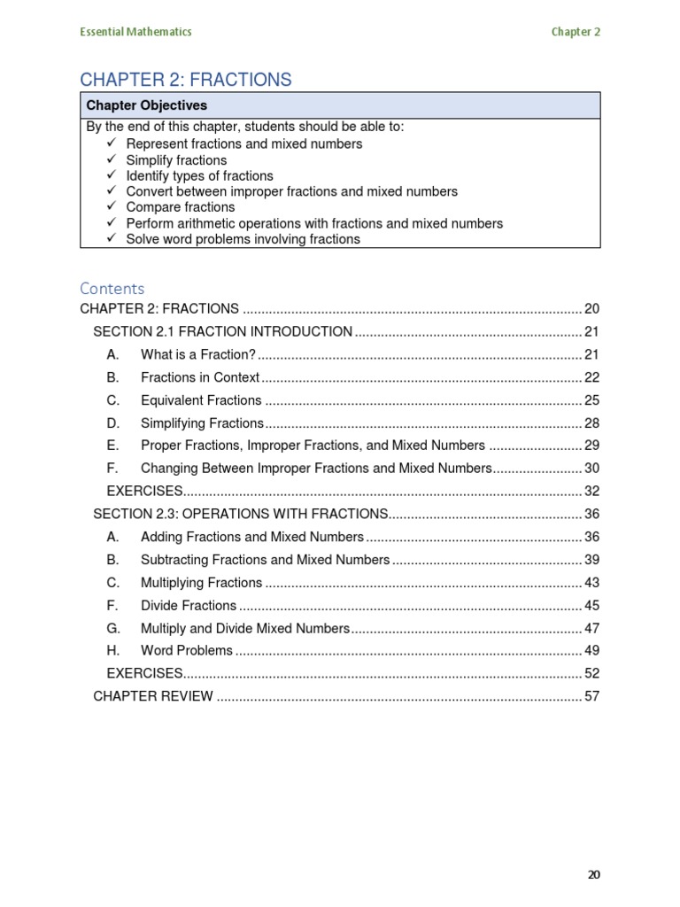 Chapter 2 - Fractions | PDF | Division (Mathematics) | Mathematical Objects