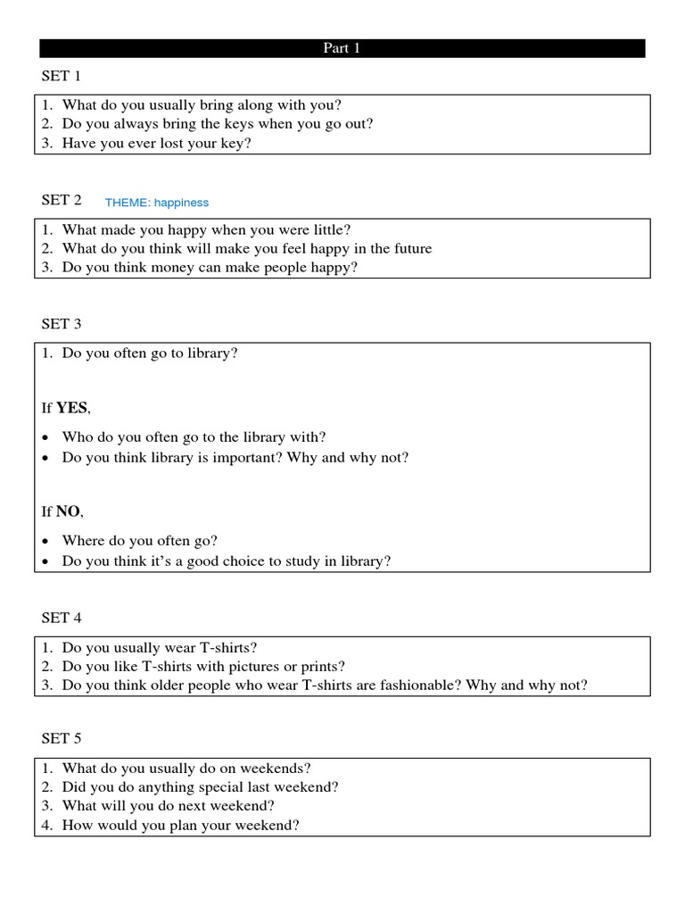 Speaking Module Part 1&2 PDF | PDF