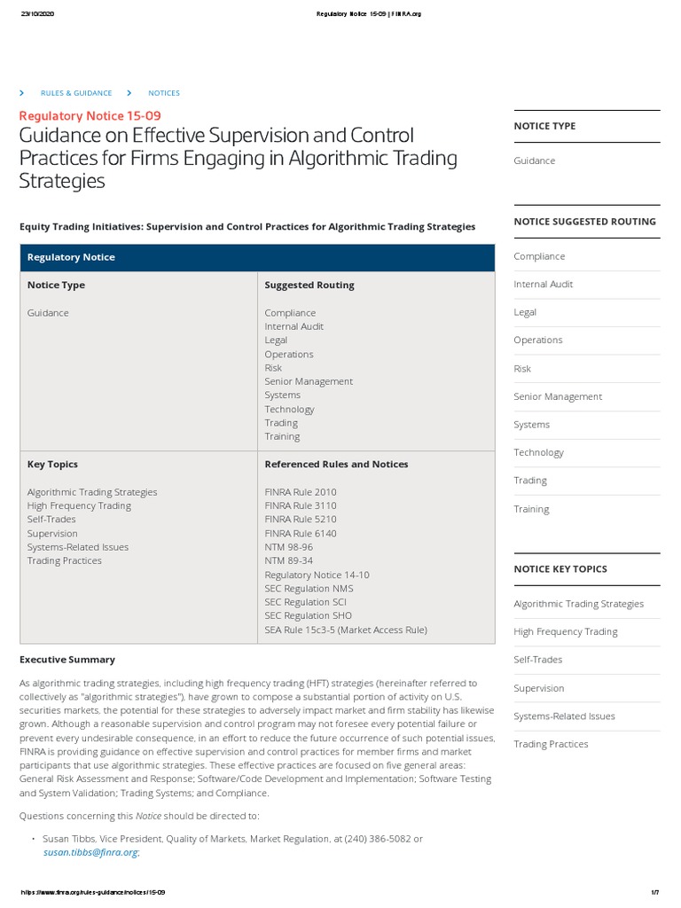 Regulatory Notice 15-09 | PDF | High Frequency Trading | Financial ...