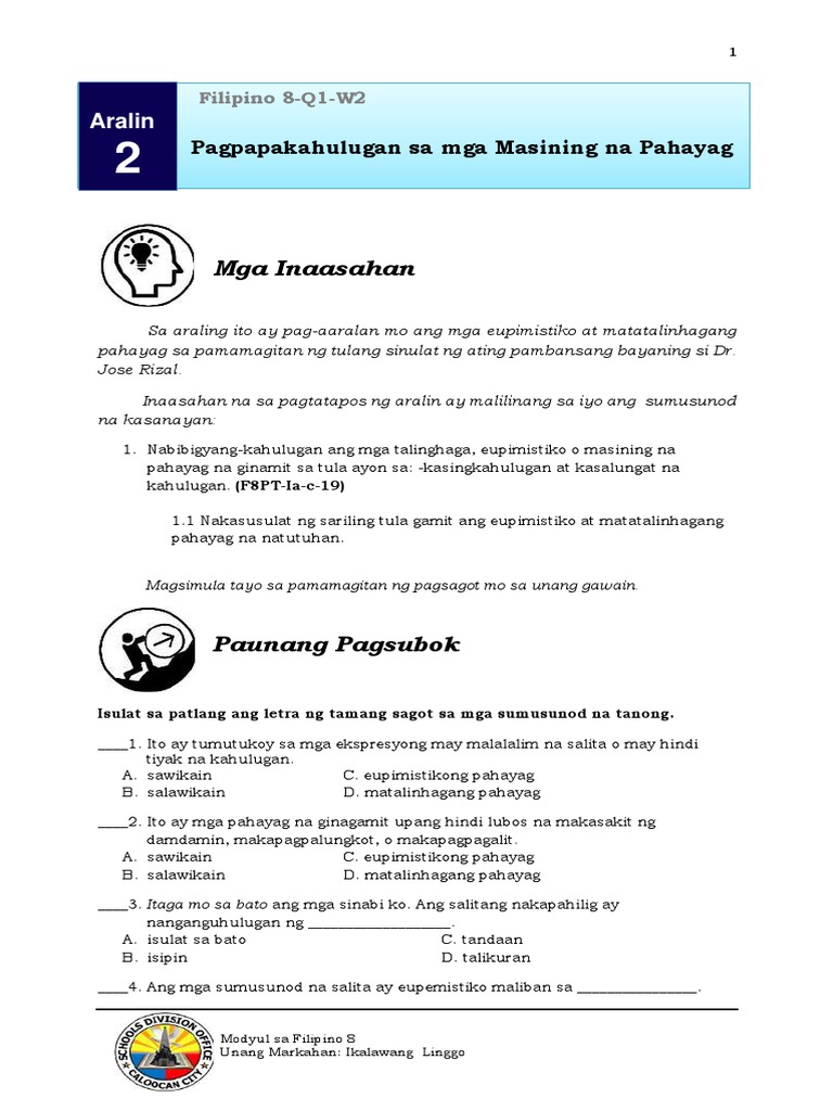 Filipino 8 Q1 Week 2 | PDF