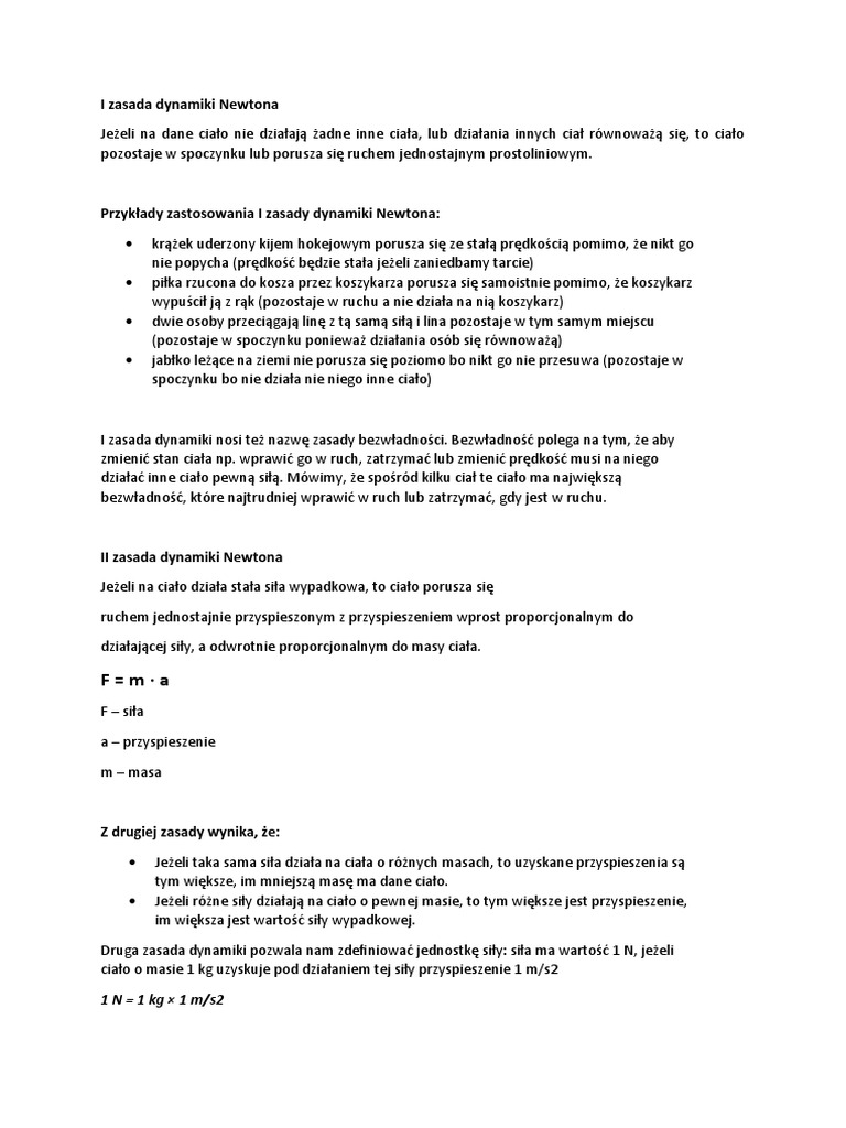 Zasady Dynamiki Newtona | PDF Zasady Dynamiki Newtona | PDF