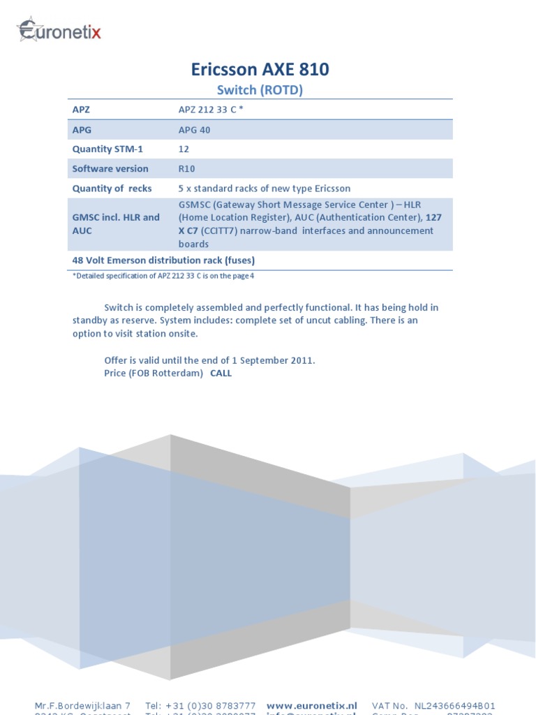 Ericsson AXE 810 Offer en | PDF | Physical Layer Protocols | Central ...