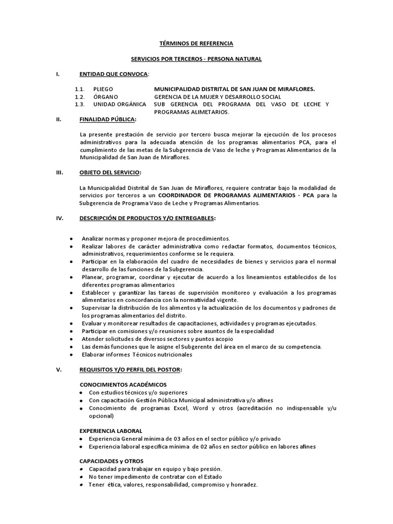 Modelo de TDR | PDF | Parentesco | Gobierno