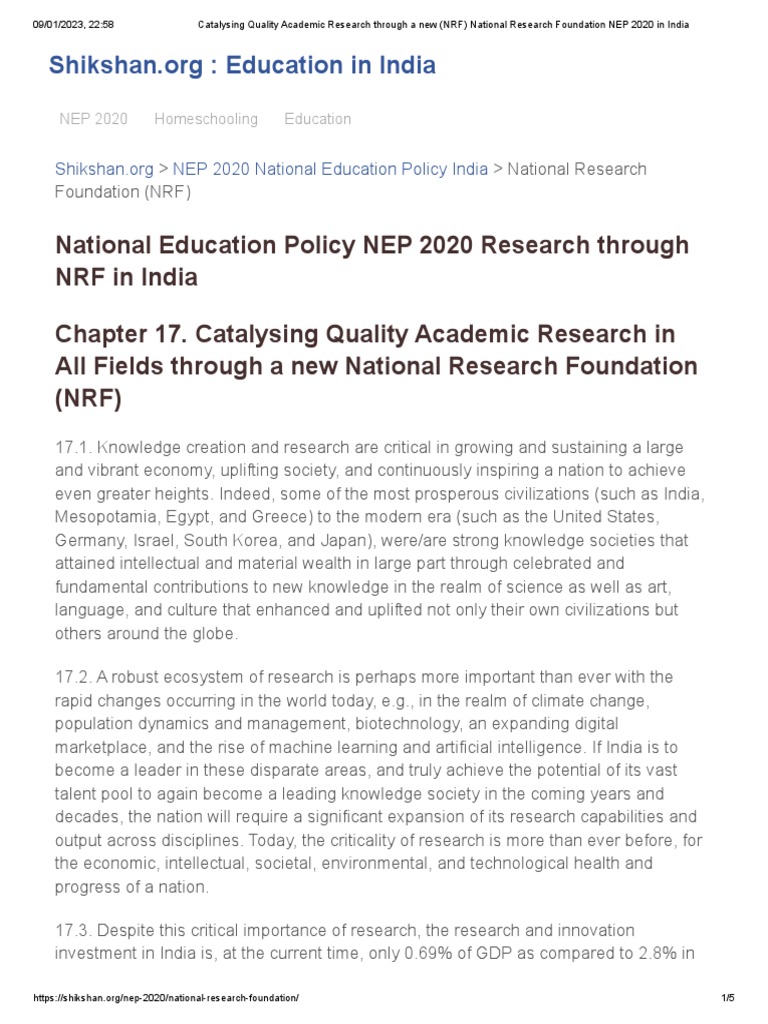Catalysing Quality Academic Research Through A New (NRF) National ...