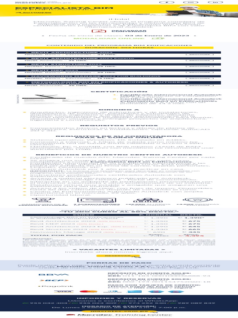 Programa - Especialista BIM en Edificaciones - Macrotec Training Center | PDF | Autodesk Revit ...