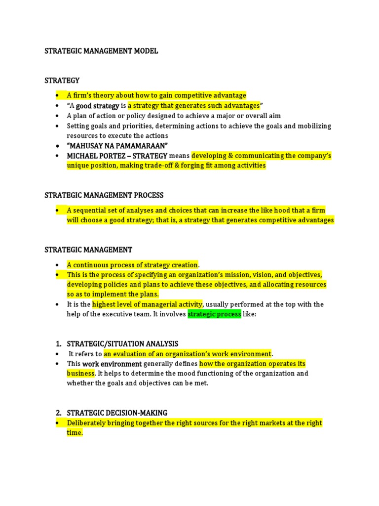 Strategic Management Overview | PDF | Strategic Management | Policy