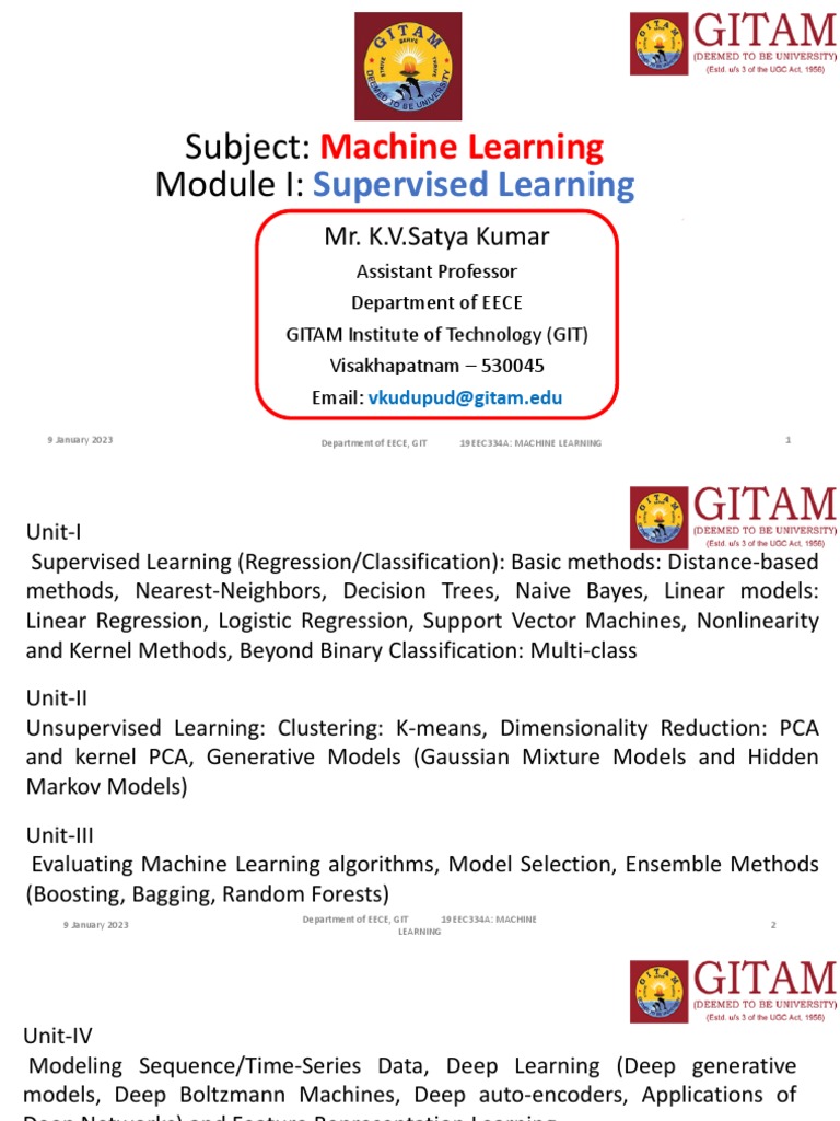 Module I Supervised Learning PPT-1 | PDF | Machine Learning | Logistic ...