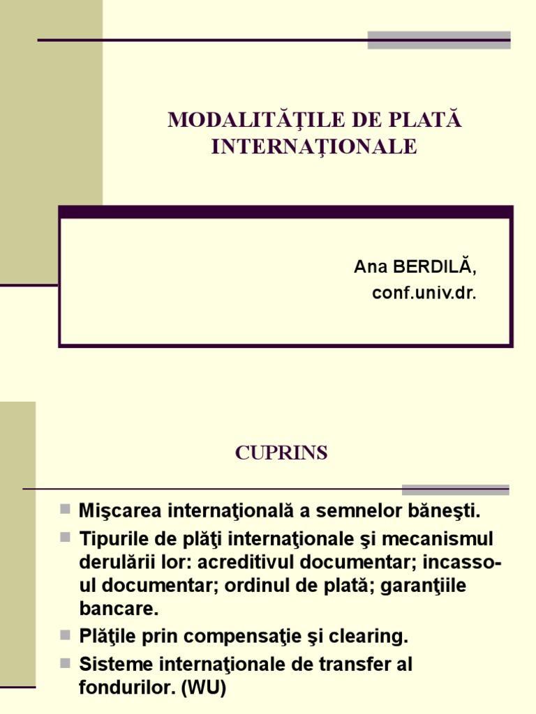 Modalitatile de Plata Internationale | PDF