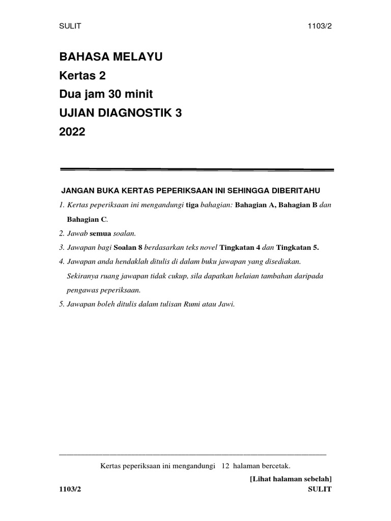 Ud3 Soalan BM k2 SPM 2022 | PDF