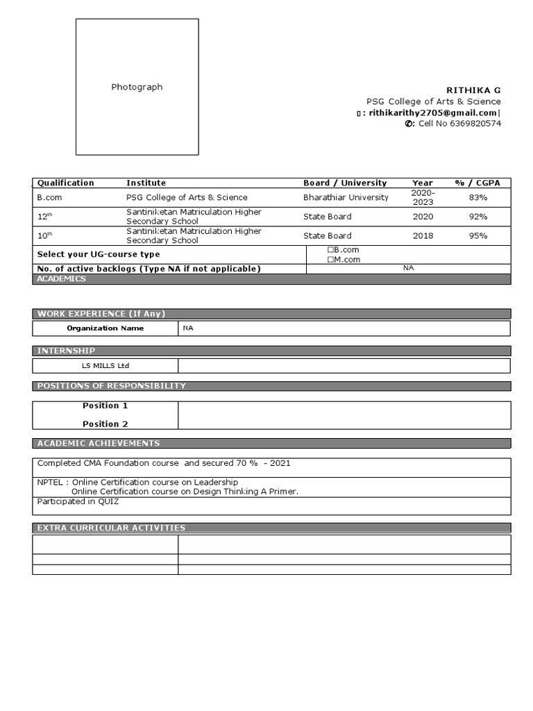 Editable Resume Format | PDF